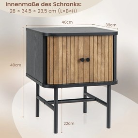 Costway Noční stolek s posuvnými dveřmi s úložným prostorem – 40 × 39 × 49 cm