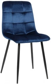 Jídelní židle Tilde ~ samet, kovové nohy černé - Modrá