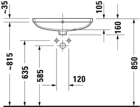 Duravit No.1 - Vestavné umyvadlo 585 x 455 mm, bílá 03955500282