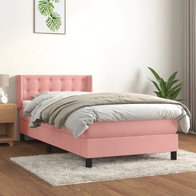 Box spring postel s matrací růžová 80 x 200 cm samet,  3131170