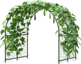 Outsunny zakřivený kovový oblouk odolný proti korozi pro rajčata a popínavé rostliny, 210 × 250 × 216 cm – tmavě zelený | Aosom