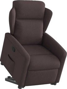 Zvedací polohovací křeslo tmavě hnědé textil 3303139