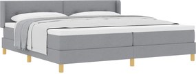Postel s boxspringem s čelo Světle šedá 200 x 200 cm textil 3341314