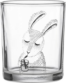 Dětská sklenička s králíkem Rabbit, černá barva, čirá barva, sklo