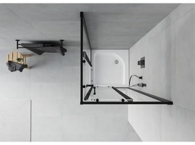 Mexen Rio čtvercový sprchový kout 70 x 70 cm, Průhledné, Černá + sprchová vanička Rio, Bílá - 860-070-070-70-00-4510