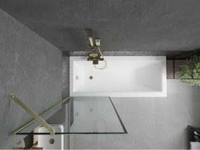 Mexen Next, 1-křídlová vanová zástěna 70 x 150 cm, 6mm čiré sklo - černý vzor, ​​zlatá matná, 895-070-000-00-70-55