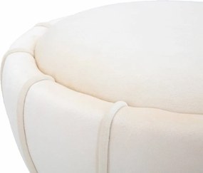 Sametový stolek se zlatým detailem, Ø 40 cm, krémový