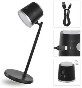 LED Stmívatelná nabíjecí stolní lampa 4v1 LED/6W/3,7V 3000K/4000K/6500K černá
