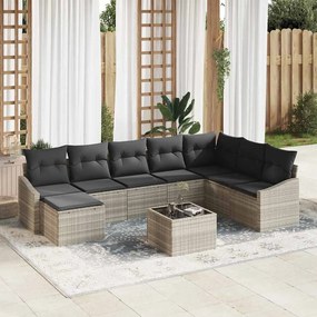 Set pohovek 9 ks Světle šedá polyratan 3346852