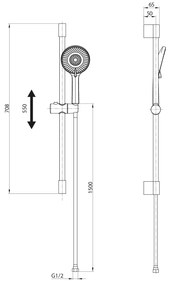 Sapho sprchová souprava ruční sprcha posuvný držák 708 mm zlatá matná SC715GB