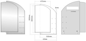 Aqualine, WEGA zrcadlo 65x90cm, zaoblené, s policemi, 65028