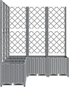 Zahradní truhlík s treláží světle šedý 120 x 120 x 136 cm PP 153278