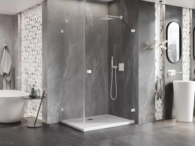 Mexen Lunar-B, pravostranný výklopný sprchový kout 100 x 80 cm, 8mm čiré sklo, bílý profil, 832-100-080-20-00-P