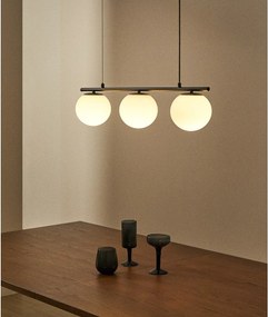 Bílé/černé kovové závěsné svítidlo se skleněným stínidlem Brisia – Kave Home
