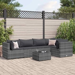 5dílná zahradní sedací souprava s poduškami šedá polyratan 3308090