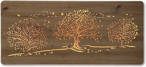 Li-Go "Tři lípy" světelný obraz s baterií 110x50cm varianta ovládání: manuál/pohybové čidlo, provedení povrchu: dub