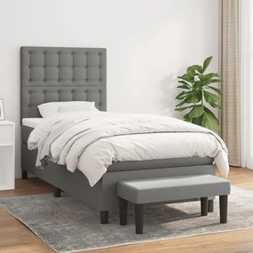 vidaXL Box spring postel s matrací 100 x 200 cm textil [3136899] Barva: Tmavě šedá