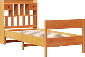 Postel s knihovnou bez matrace hnědá 75x190 cm masivní borovice 3323052