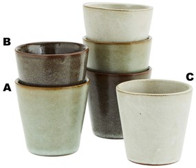 MADAM STOLTZ Kameninový šálek Grey Stoneware 100 ml A - zelená, šedá barva, keramika