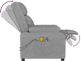 Elektrické masážní křeslo světle šedé textil 3143579