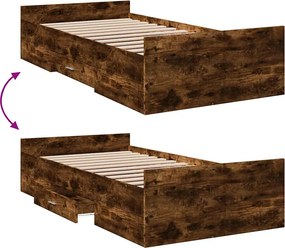 Rám postele se zásuvkami kouřový dub 75x190 cm kompozitní dřevo 3280353
