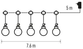 LED Venkovní dekorační řetěz 20xLED/12,6m IP44 teplá bílá