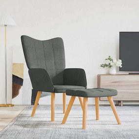 Relaxační křeslo se stoličkou tmavě šedé textil 327931