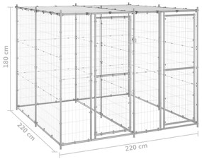 vidaXL Venkovní psí kotec se střechou pozinkovaná ocel 4,84 m²