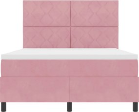 Postel s boxspringem s čelo Růžová 160 x 200 cm samet 3339913
