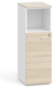Kombinovaná kancelářská skříň s dveřmi PRIMO, 1087 x 400 x 420 mm, bílá/dub přírodní