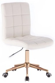 LuxuryForm DESIGN Židle TOLEDO na zlaté podstavě s kolečky - bílá