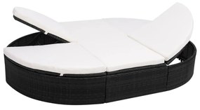 42940 vidaXL Zahradní postel s poduškou polyratan černá