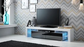 Moderní TV stolek Space, bílá/černý lesk