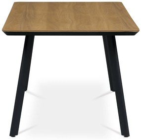 Jídelní stůl, 180x90x76 cm, MDF deska s dýhou odstín dub, kovové nohy, černý lak - HT-533 OAK