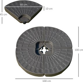 Stojan na slunečník naplnitelný 17 kg vody nebo 25 kg písku z HDPE v kávové barvě 100x100x10,5 cm pro slunečníky | Aosom.de