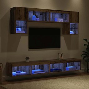 TV nástěnné jednotky s LED 6 ks Staré dřevo Kompozitní dřevo 3402962