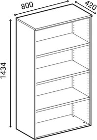 Kancelářská skříň s dveřmi PRIMO WHITE, 800 x 420 x 1434 mm, bílá/wenge