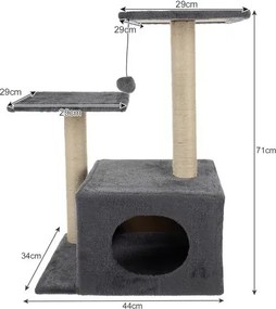 Šedé škrabadlo pro kočky - 71 x 44 x 34 cm
