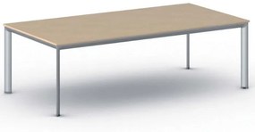Kancelářský stůl PRIMO INVITATION, šedostříbrná podnož 2400 x 1200 mm, buk