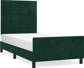 Rám postele bez matrace tmavě zelená 90 x 190 cm samet 3125730