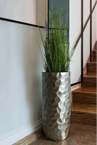 Luxusní květináč AMOLAR, sklolaminát, horní průměr 41 cm x výška 95 cm, stříbrný