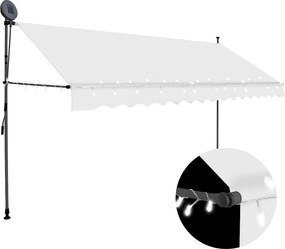 Ručně zatahovací markýza s LED světlem 350 cm krémová 145874