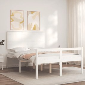 Postel s čelem pro seniory bílý 120x200 cm masivní dřevo 3195477