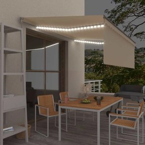 Ručně zatahovací markýza s roletou a LED 4 x 3 m krémová 3069422