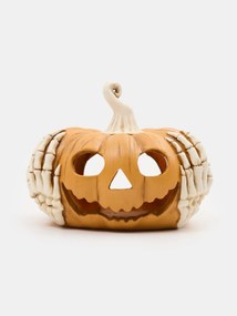Sinsay - Halloweenský svícen na LED svíčky ve tvaru dýně s kostlivými rukama - oranžová