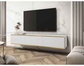 TV stolek Oanisew I, Barva: bílá / bílá + zlatá