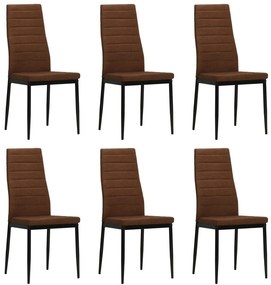 Jídelní židle 6 ks hnědé textil 275334