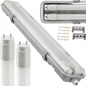 BERGE Hermetické LED svítidlo 120 cm + 2x LED trubice 18W - neutrální bílá