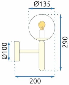 Toolight - Nástěnná lampa KINKIET APP894-1W, zlatá, OSW-06889