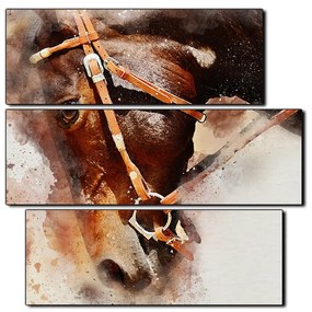 Obraz na plátně - Koňská hlava v abstráktním zobrazení- čtverec 3263C (105x105 cm)